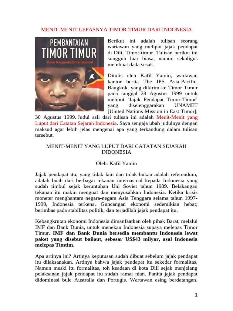 Sejarah Lepasnya Timor Timur 1999 | PDF