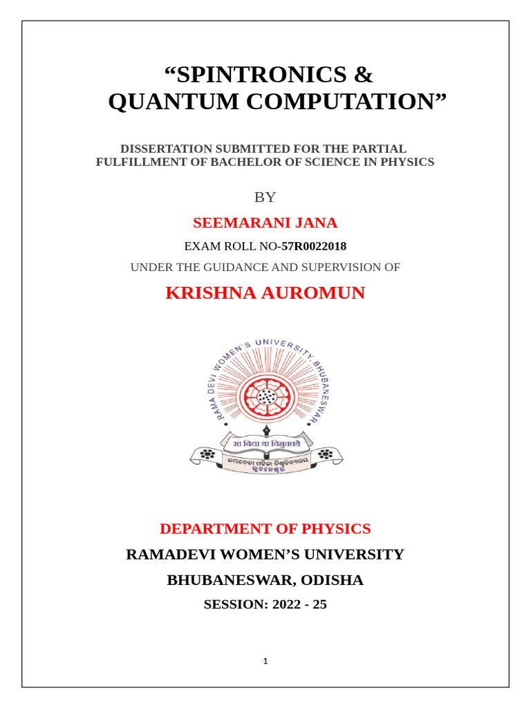 Spintronics and Quantum Computation | PDF | Spin (Physics) | Elementary ...