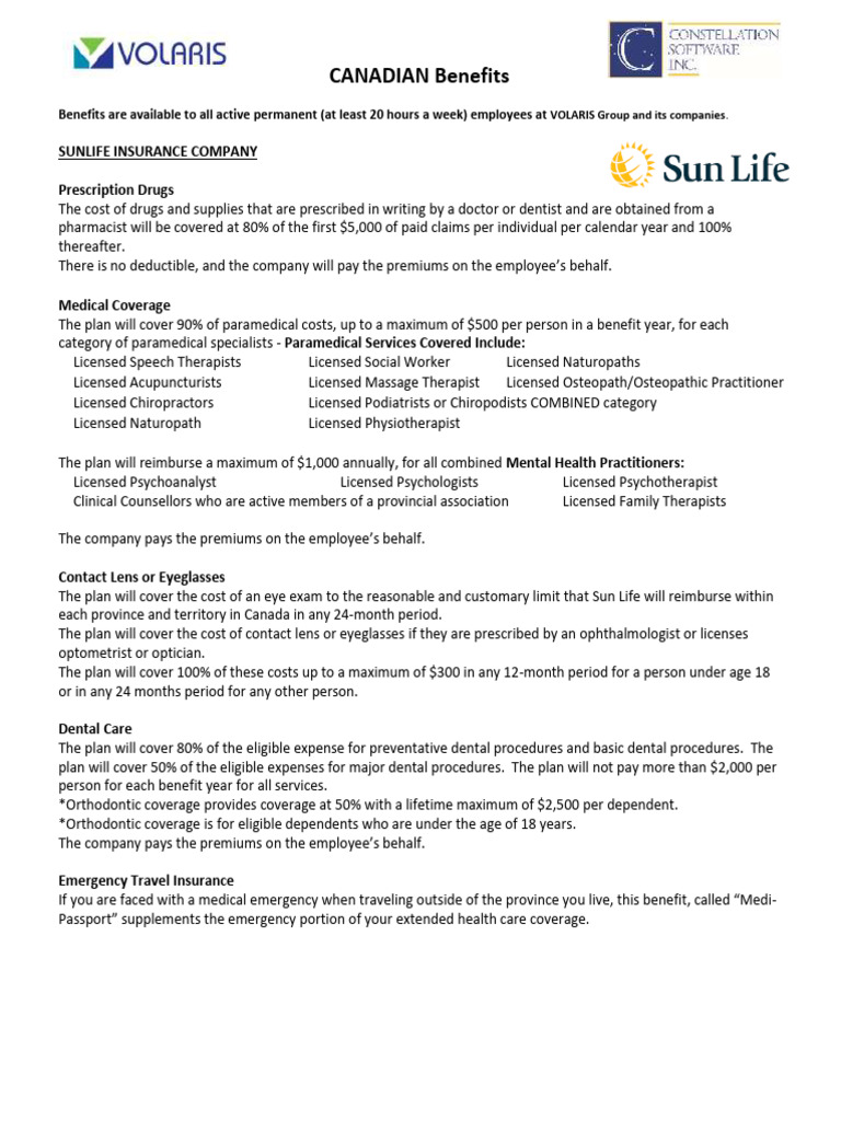 Canadian Benefits Summary | PDF | Life Insurance | Unemployment Benefits