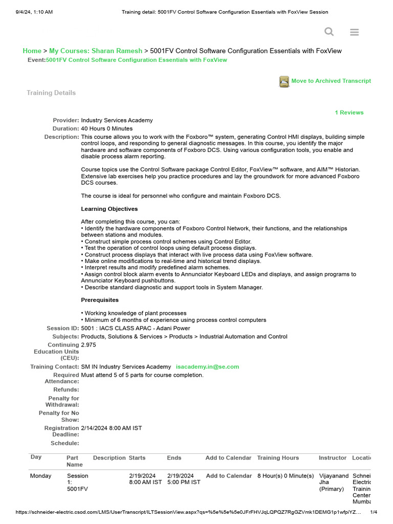 Training Detail - 5001FV Control Software Configuration Essentials With FoxView Session | PDF ...