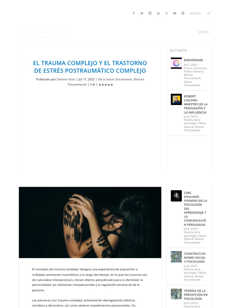 El Trauma Complejo y El Trastorno de Estrés Postraumático Complejo - Psiconetwork | PDF ...