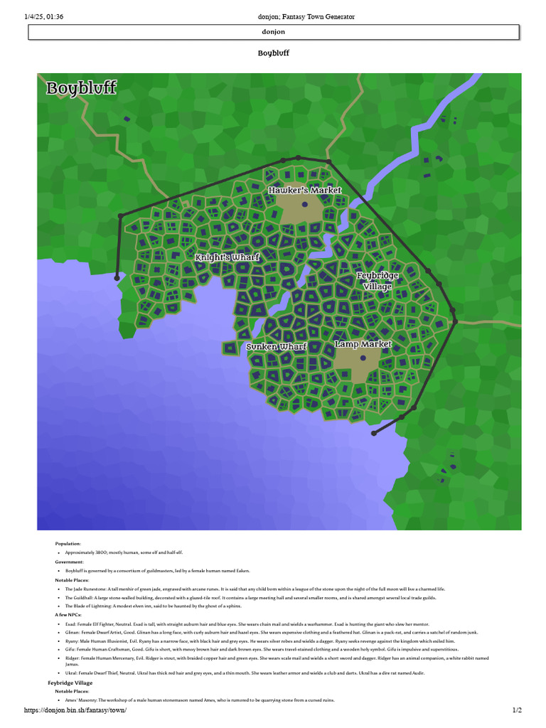 Donjon Fantasy Town Generator 3 | PDF