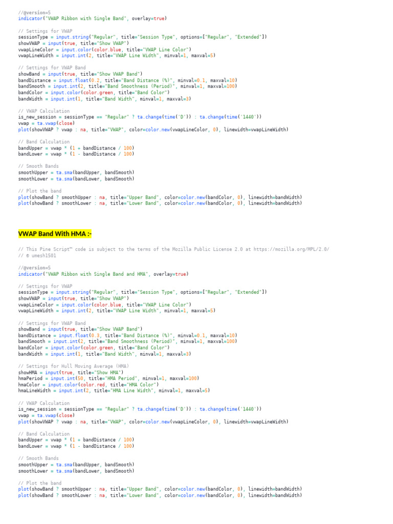 VWAP Ribbon with Single Band | PDF