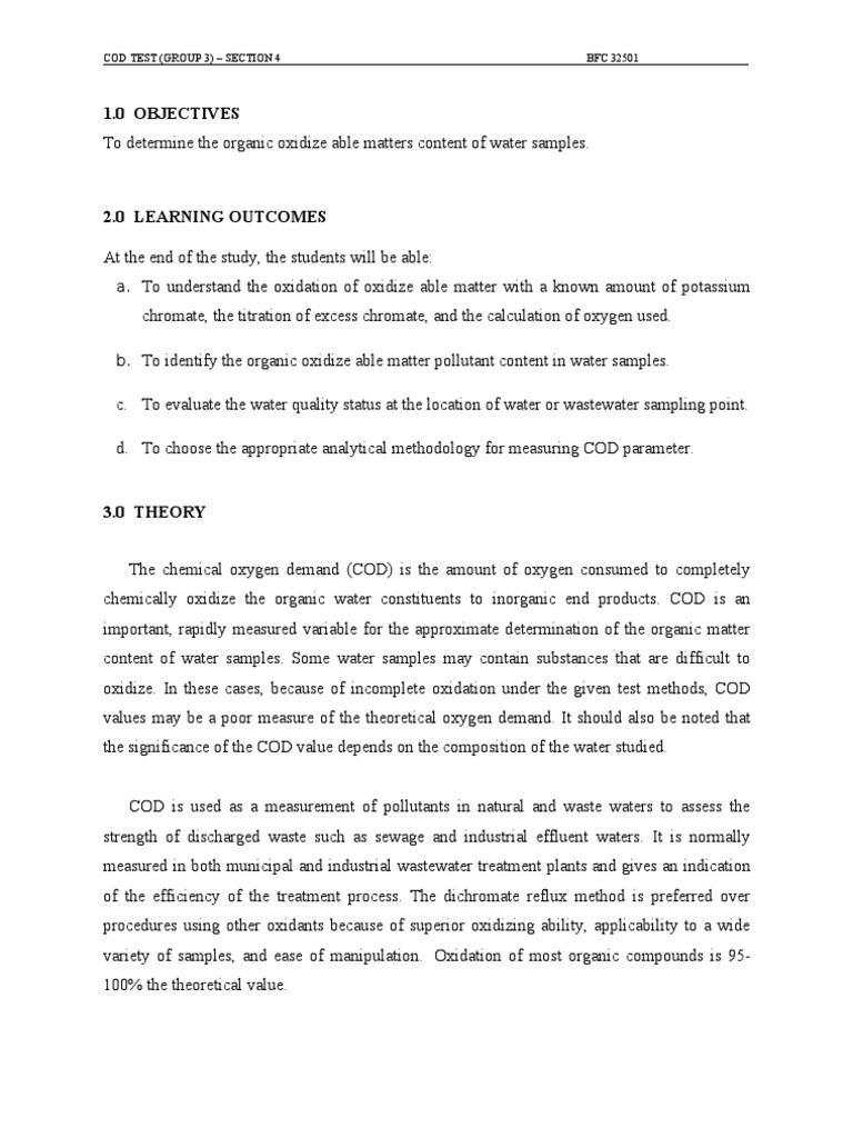 COD Test Report Latest 2012 | PDF | Wastewater | Chemistry