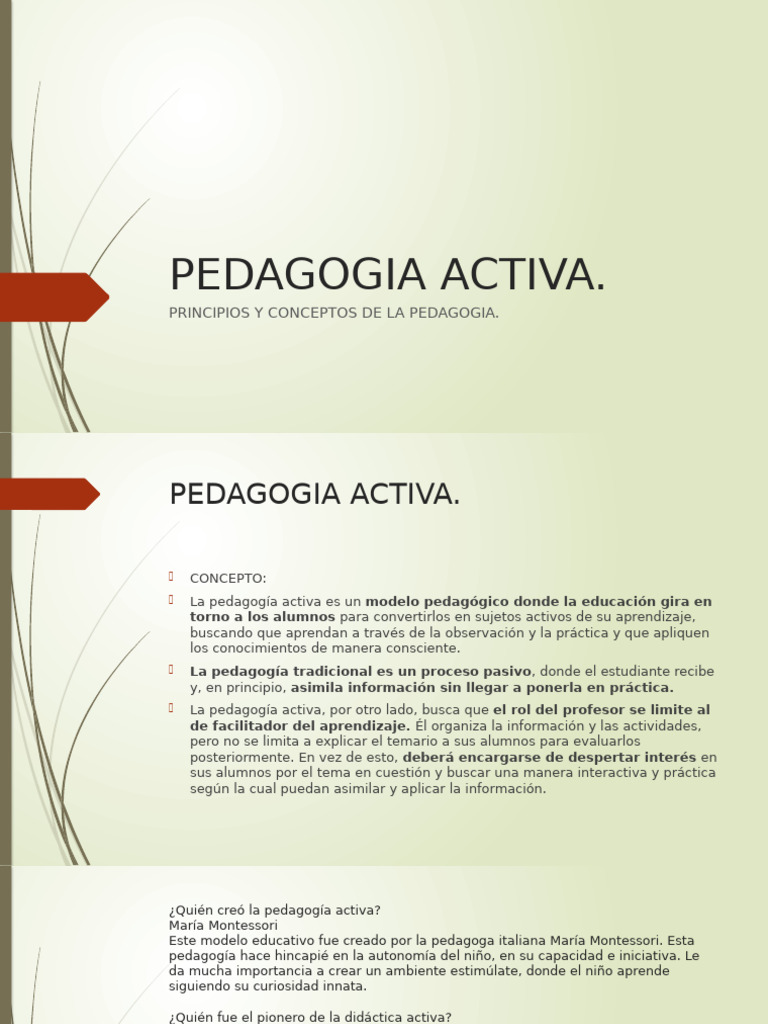 Pedagogia Activa | PDF | Pedagogía | Aprendizaje