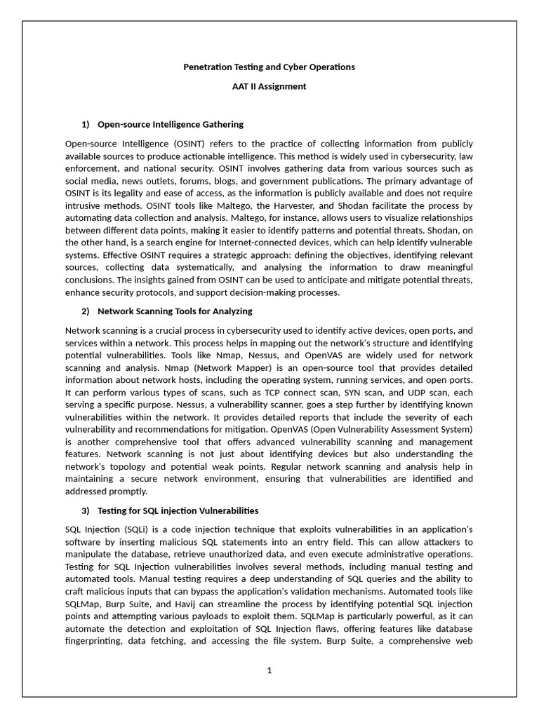 Penetration Testing in Cybersecurity | PDF | Security | Computer Security