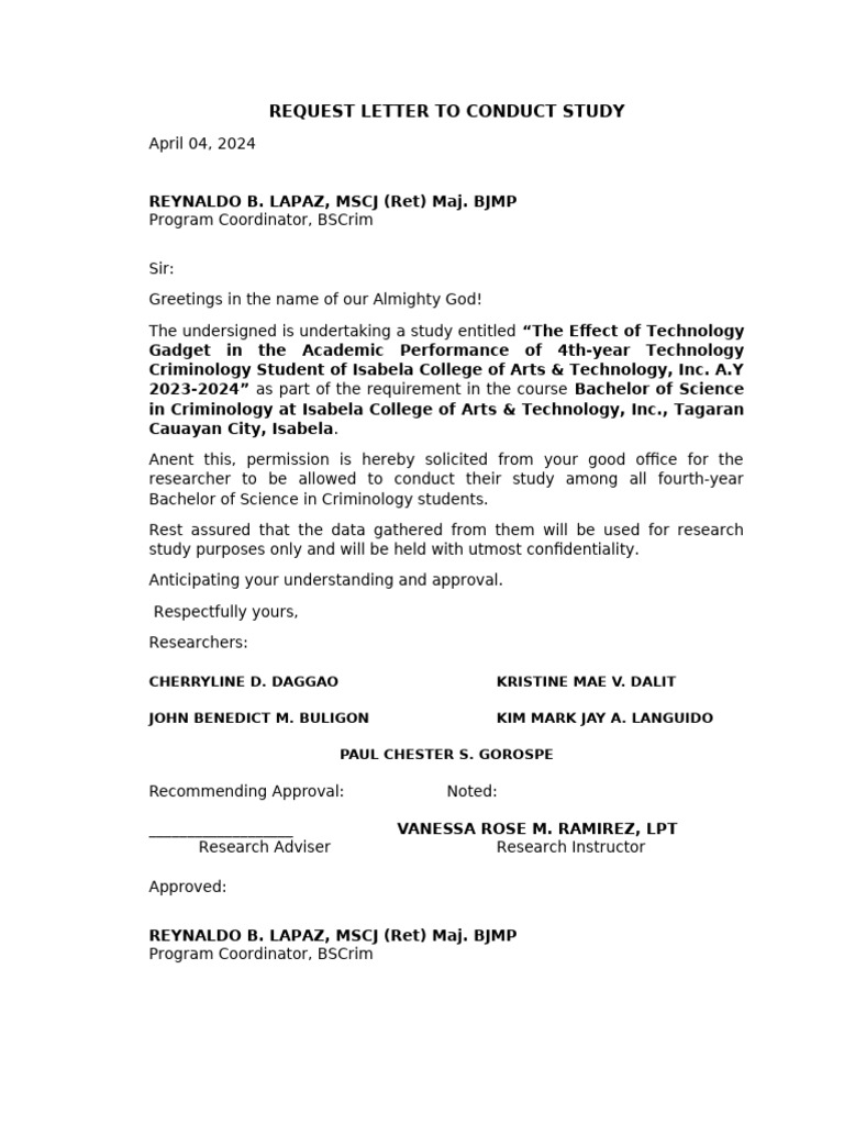 Request to Conduct Criminology Study | PDF