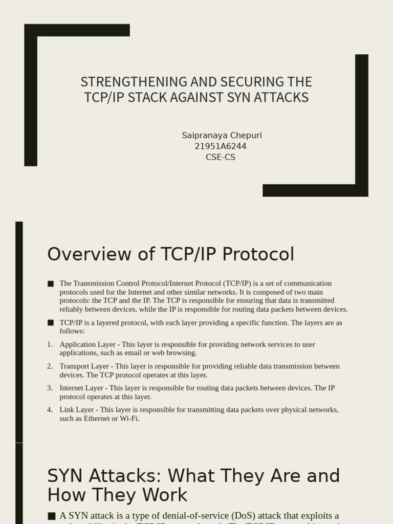 Strengthening and Securing The TCP | PDF | Transmission Control Protocol | Computer Network