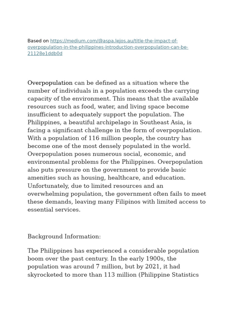 social issue(overpopulation) | PDF | Human Overpopulation | Family Planning