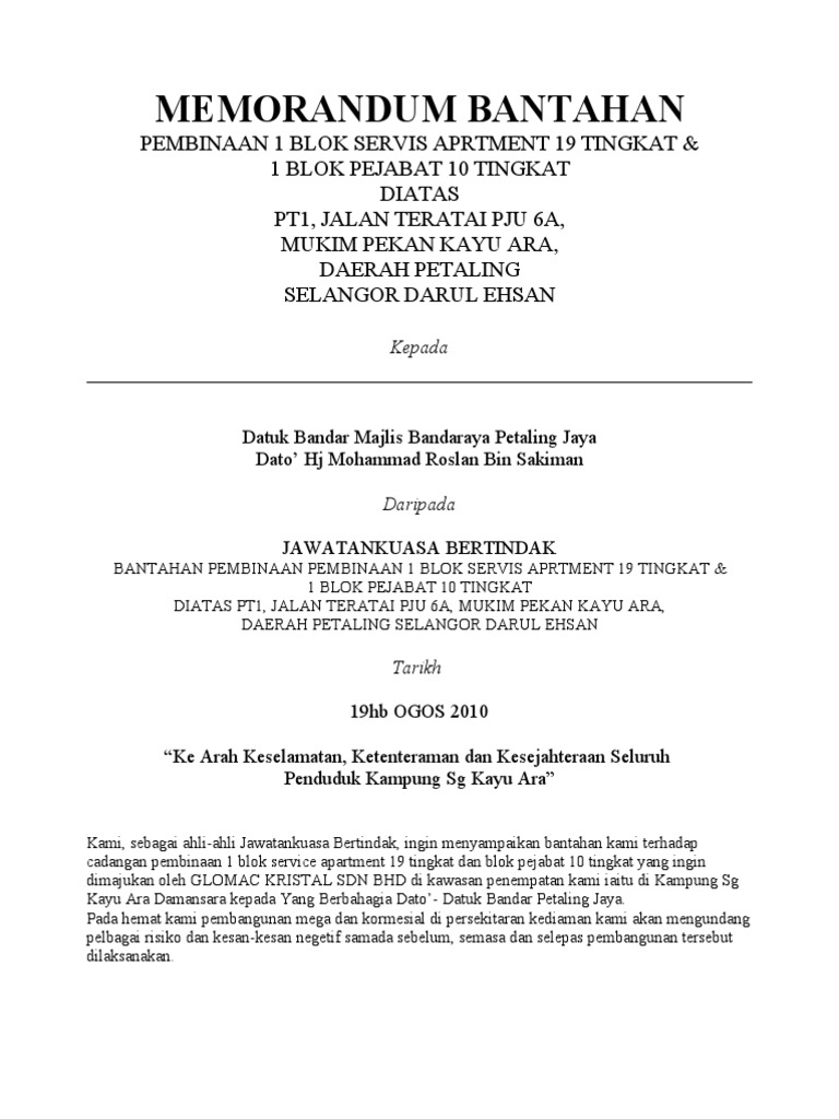 Memorandum Bantahan | PDF
