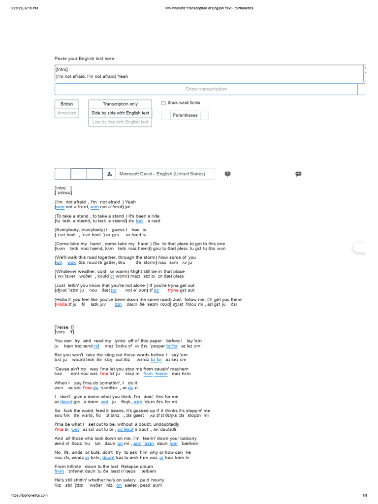 IPA Phonetic Transcription of English Text - Tophonetics | PDF ...