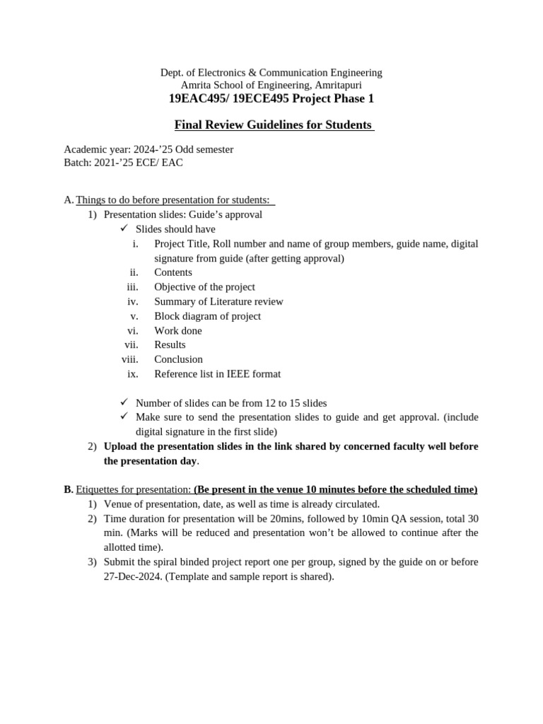 Miniproject FinalReviewGuidelines | PDF