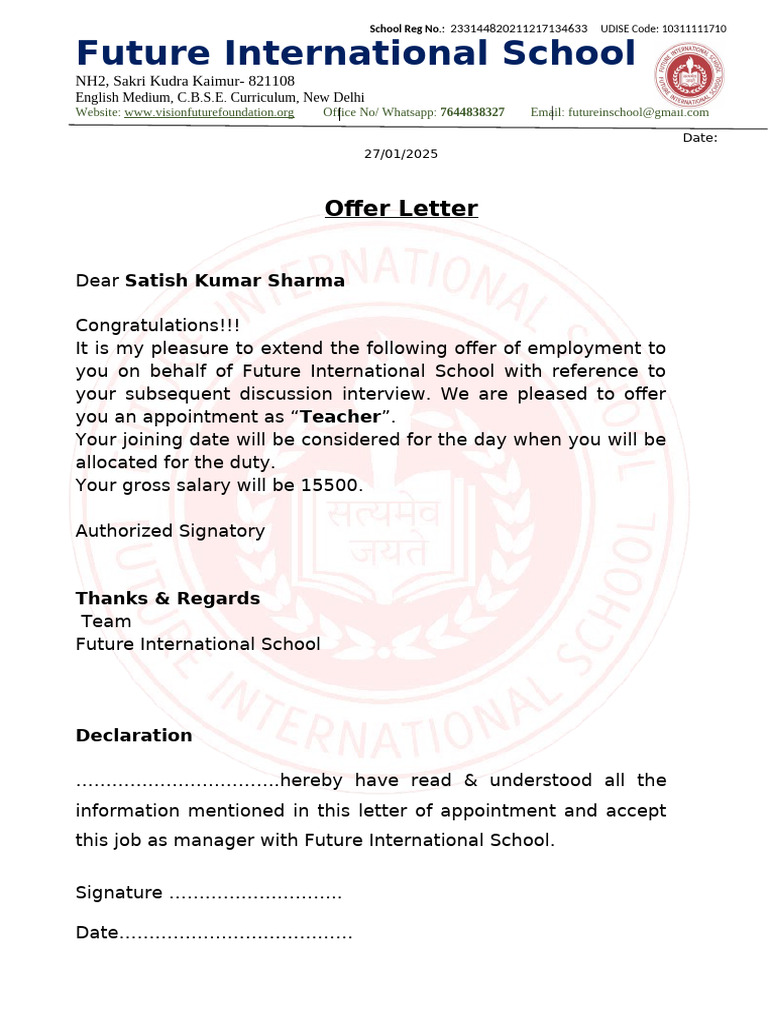 Offer Letter | PDF