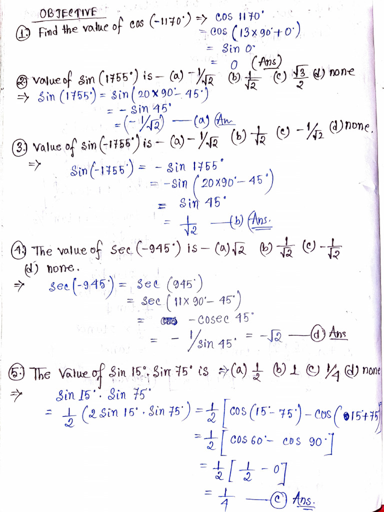 Trigonometric Value Calculations and Proofs | PDF | Trigonometry | Triangle Geometry