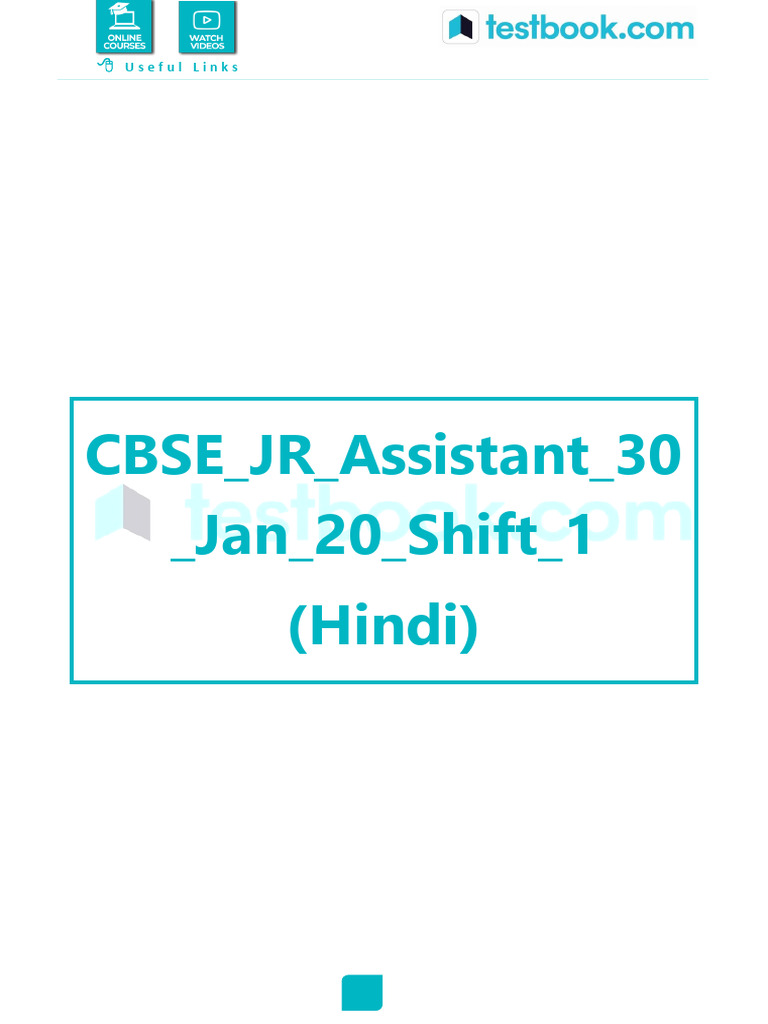 CBSE Junior Assistant Previous Year Paper 2 Held On 30 Jan 2020 | PDF