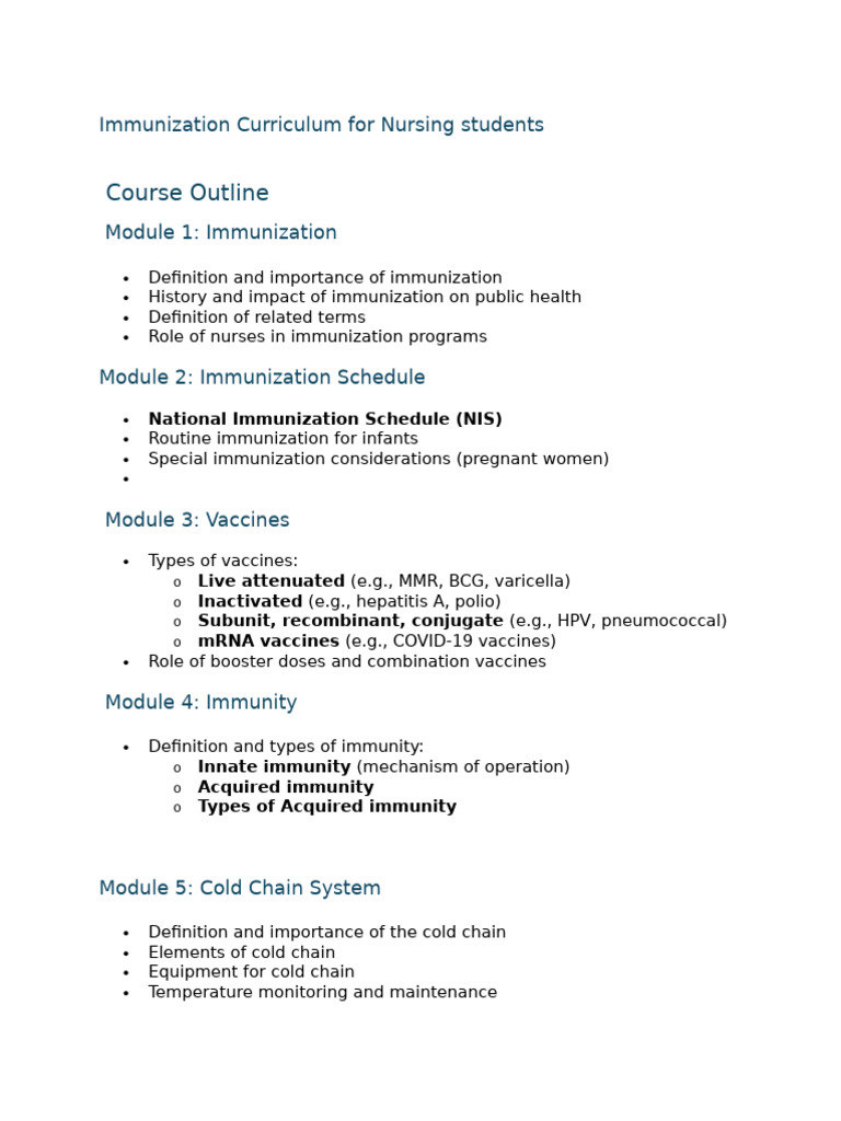 Immunization Curriculum | PDF