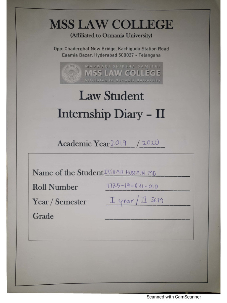 Internship Diary MSS College | PDF