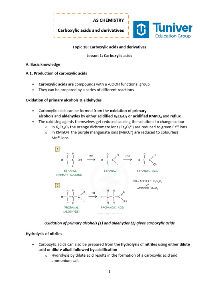 Carboxylic Acids and Esters Overview | PDF | Ester | Acid