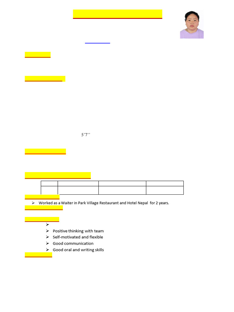 Kamala Limbu's Professional CV | PDF