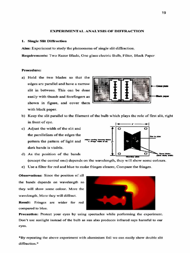 Single Slit Diffraction Experiment Guide | PDF