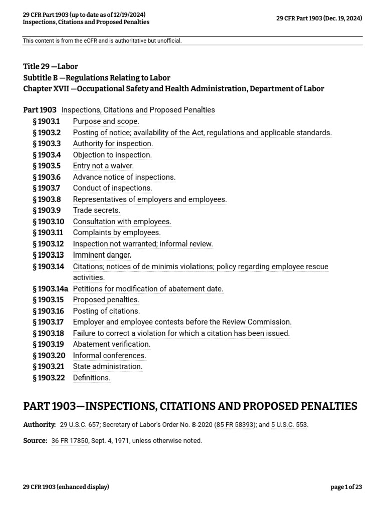 OSHA Inspections and Citations Guide | PDF | Occupational Safety And ...