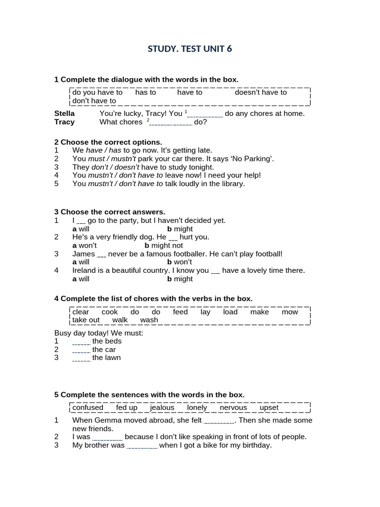 STUDY. TEST UNIT 6 | PDF