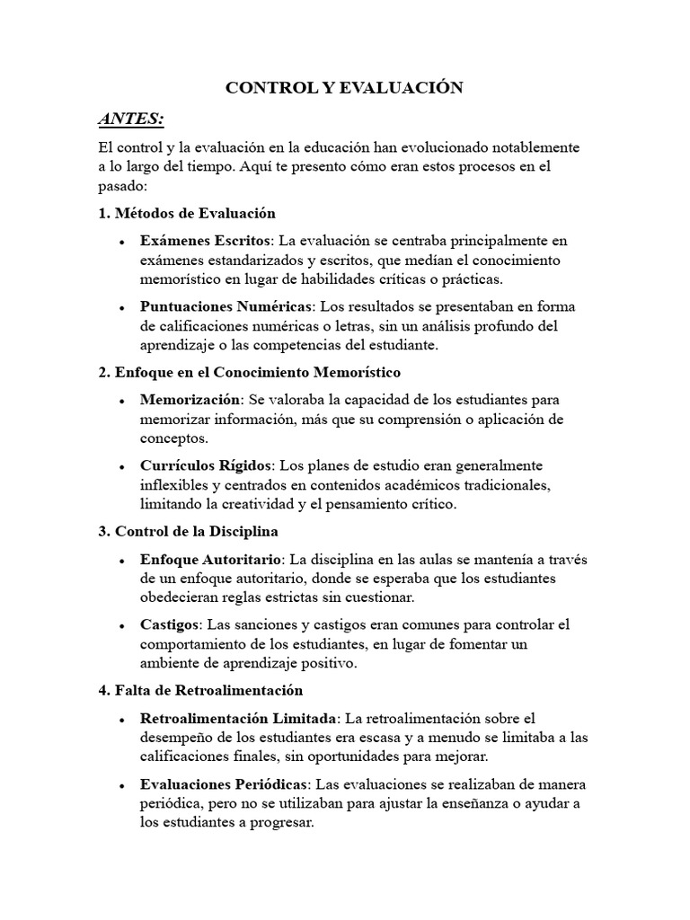 Evolución del Control Educativo | PDF | Evaluación | Enseñando