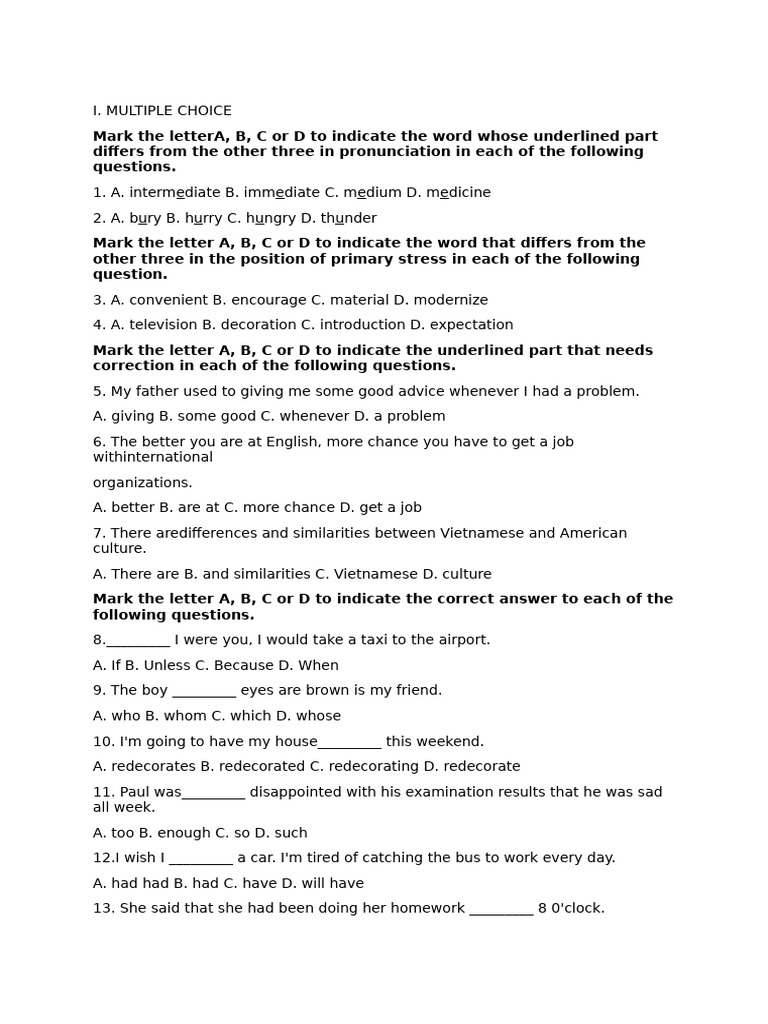 English Language Practice Test | PDF | Résumé