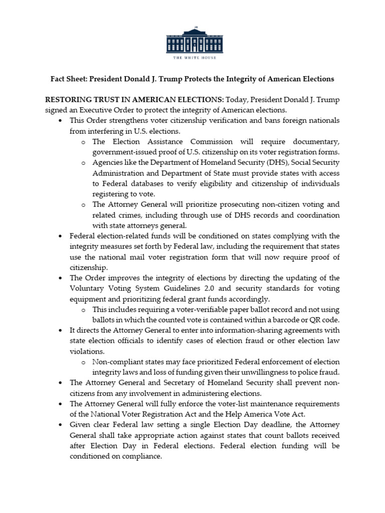 Election Integrity Fact Sheet - Final | PDF | Elections | Electoral Fraud