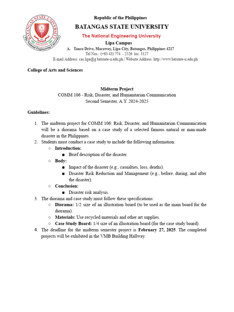 COMM 106 - Midterm Project | PDF | Emergency Management | Risk Management