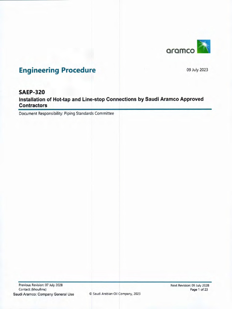 SAEP-320 Engineering Procedure | PDF