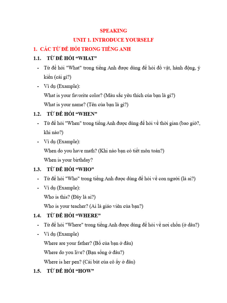 Speaking Introduce Yourself | PDF