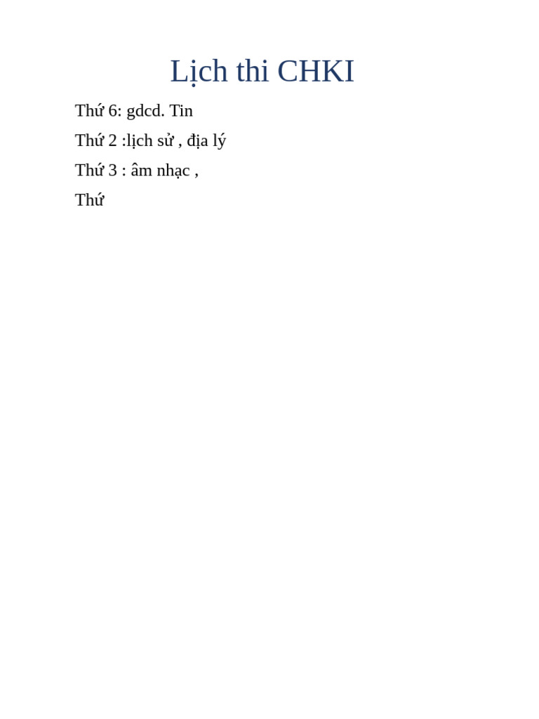 Lịch Thi CHKI | PDF