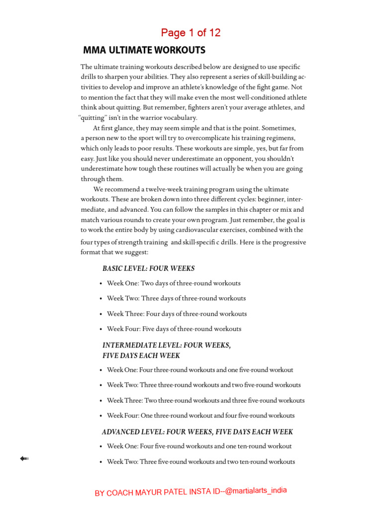 Mma Ultimate Workouts by Coach Mayur Patel | PDF | Mixed Martial Arts ...