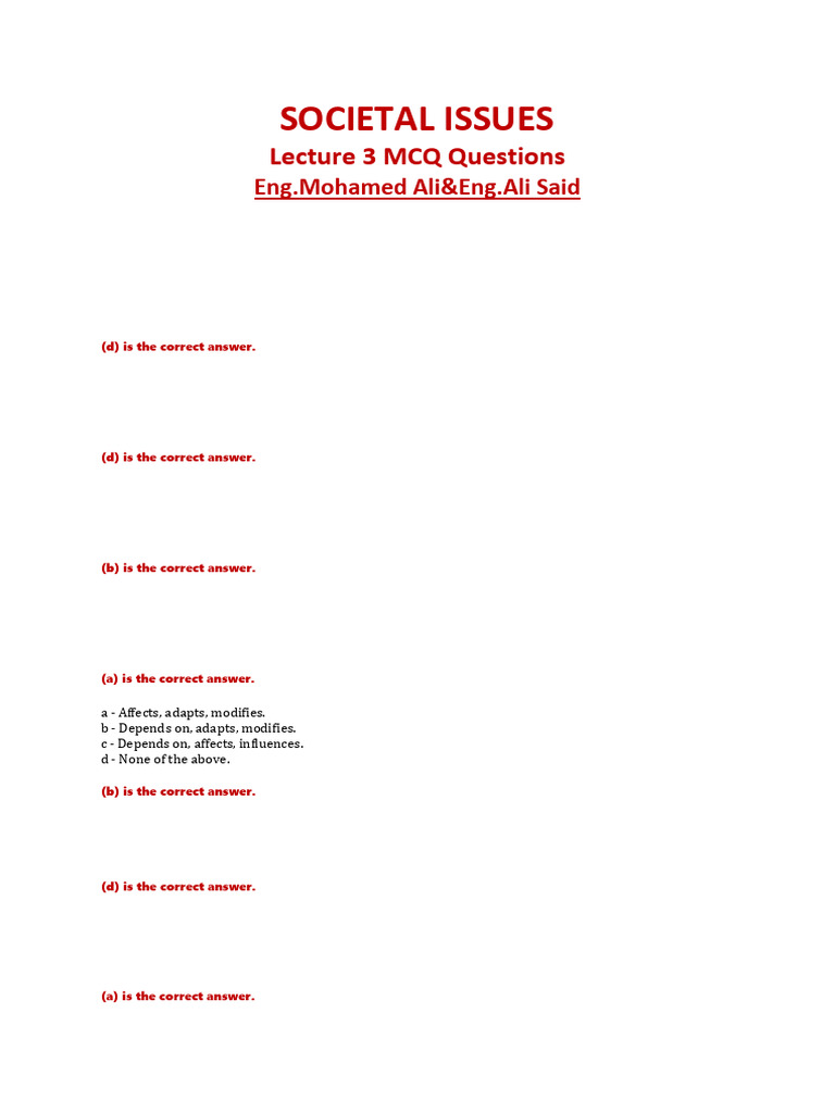 Lecture 3 Human Interactions With The Environment MCQ Questions | PDF | Rainforest | Deforestation