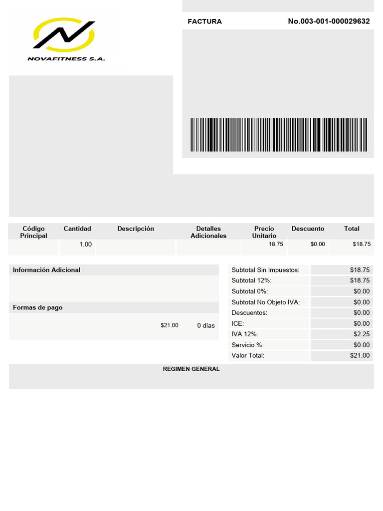 Fac 003-001-000029632 | PDF | Factura | Economias