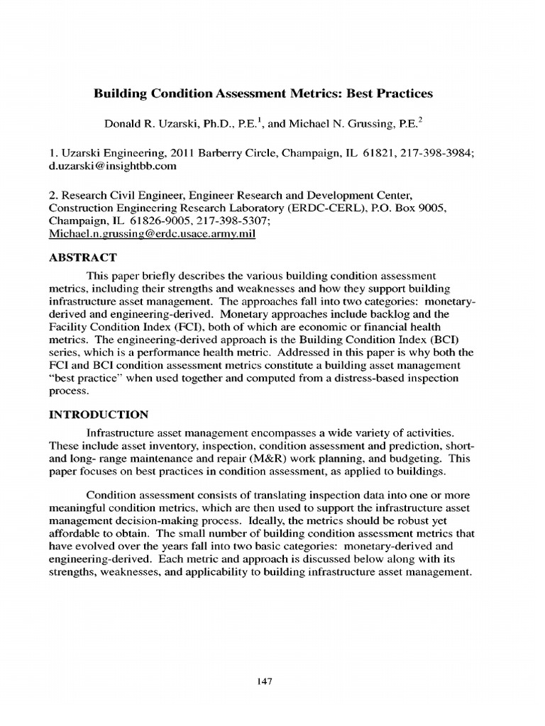 Uzarski and Grussing Building Condition Assessment 2008 | PDF | Asset ...