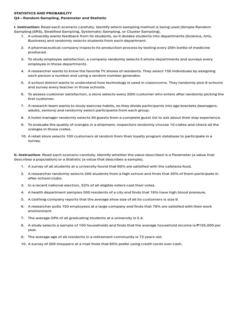 Sampling Methods and Statistical Values Guide | PDF | Sampling (Statistics)