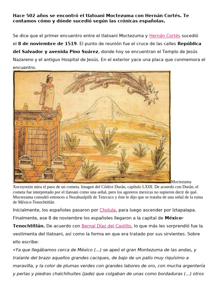 Encuentro de Moctezuma y Hernán Cortés | PDF | Hernán Cortés | Mesoamérica