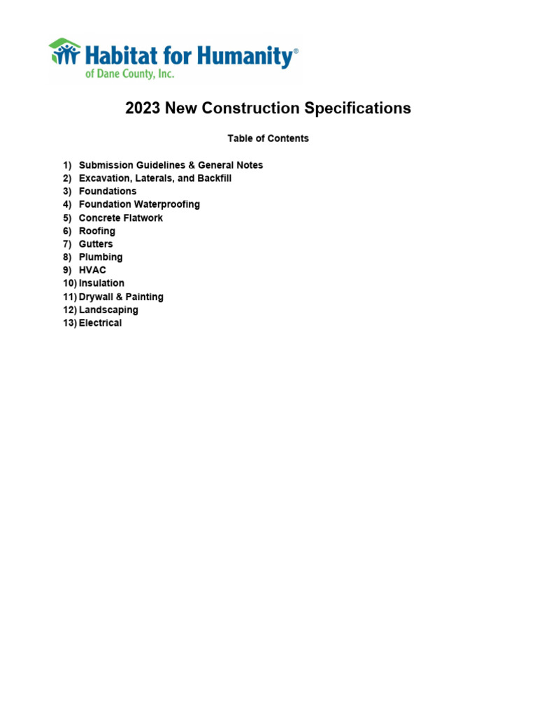 2023 Construction Specifications Guide | PDF | Duct (Flow) | Plumbing