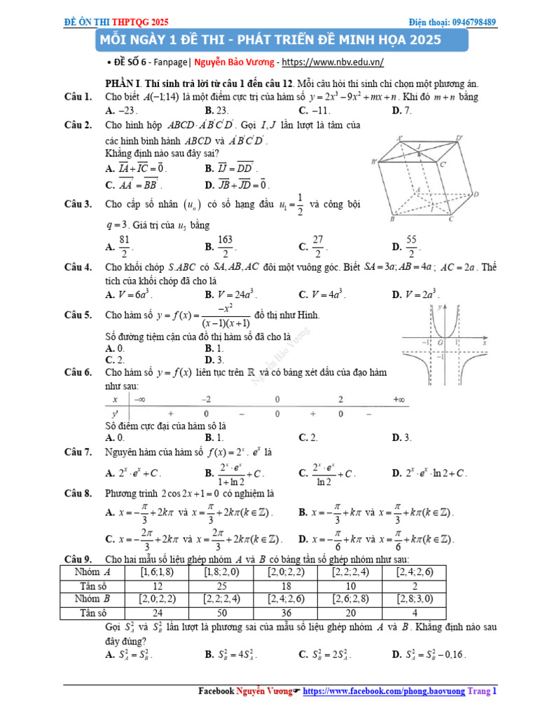 (NBV) -ĐỀ SỐ 6-MỖI NGÀY 1 ĐỀ THI 2025 | PDF