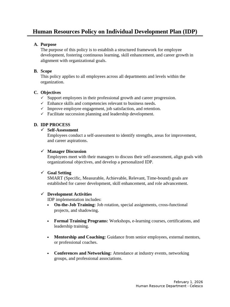Individual Development Plan Policies | PDF | Mentorship | Goal