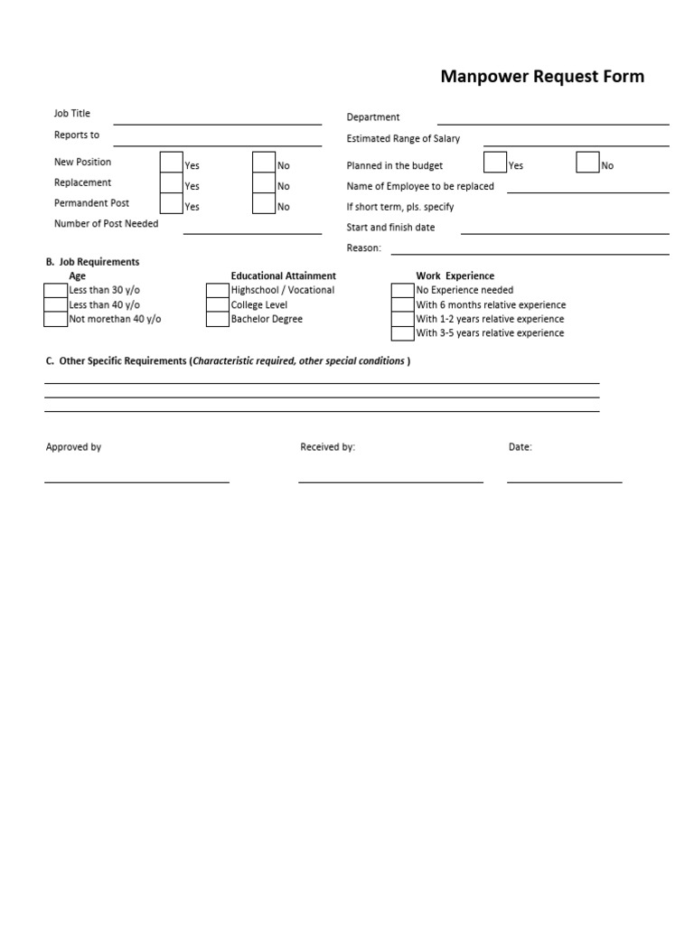 Manpower Request Form Template | PDF