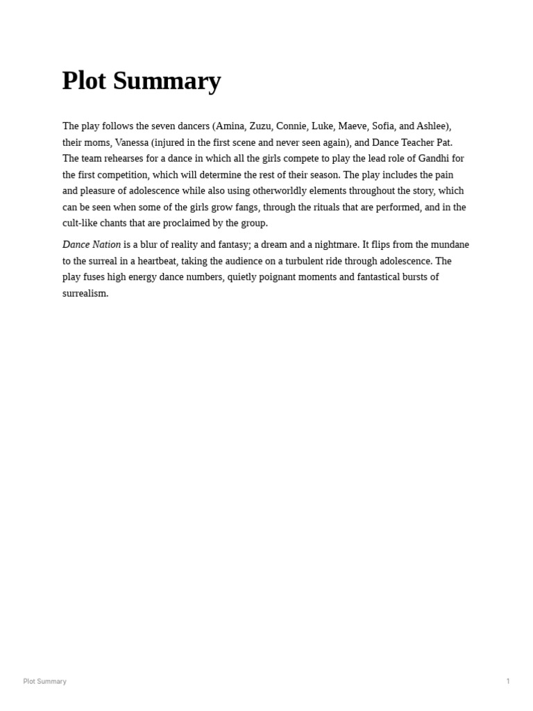 Dance Nation: A Surreal Adolescence Journey | PDF
