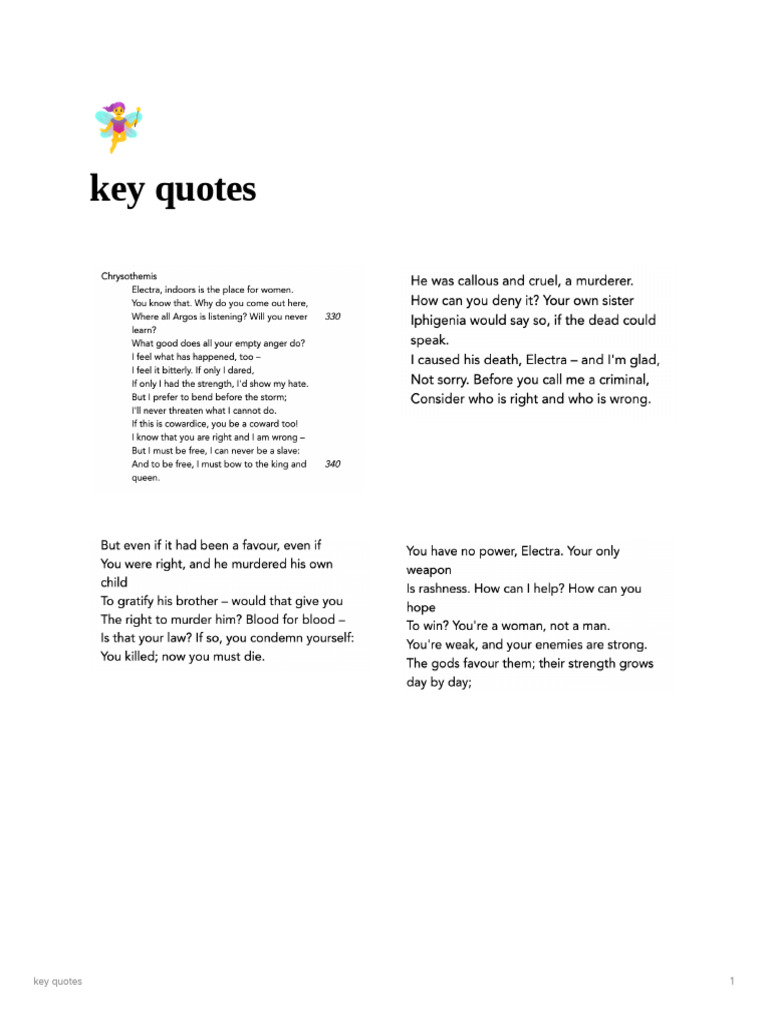 Electra Key Quotes | PDF