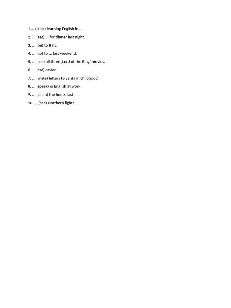 Present Perfect and Past Simple. Speaking | PDF