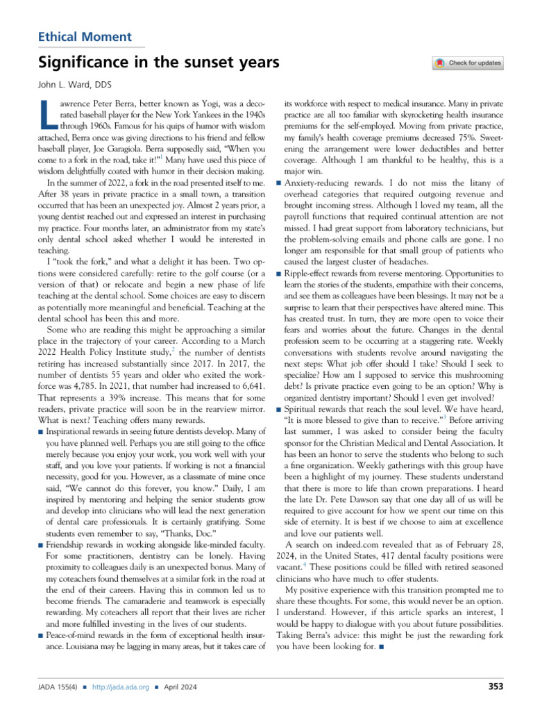 Significance in The Sunset Years - 2024 - Adaj | PDF | Dentistry