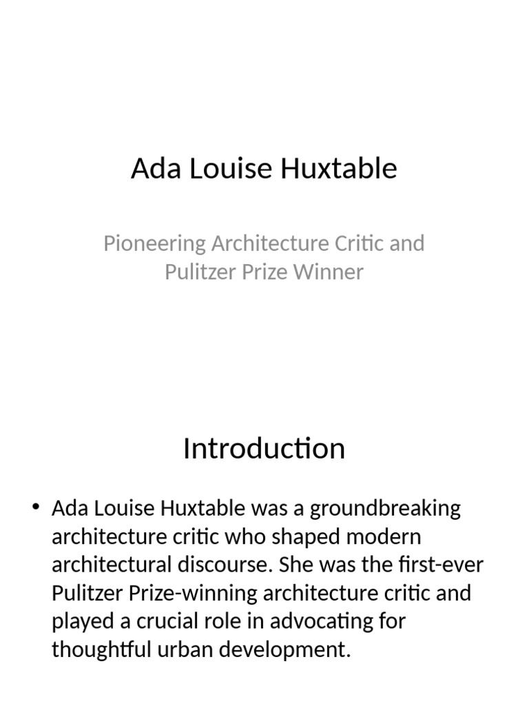 Ada Louise Huxtable Presentation | PDF