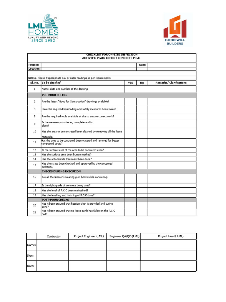 PCC Checklist | PDF