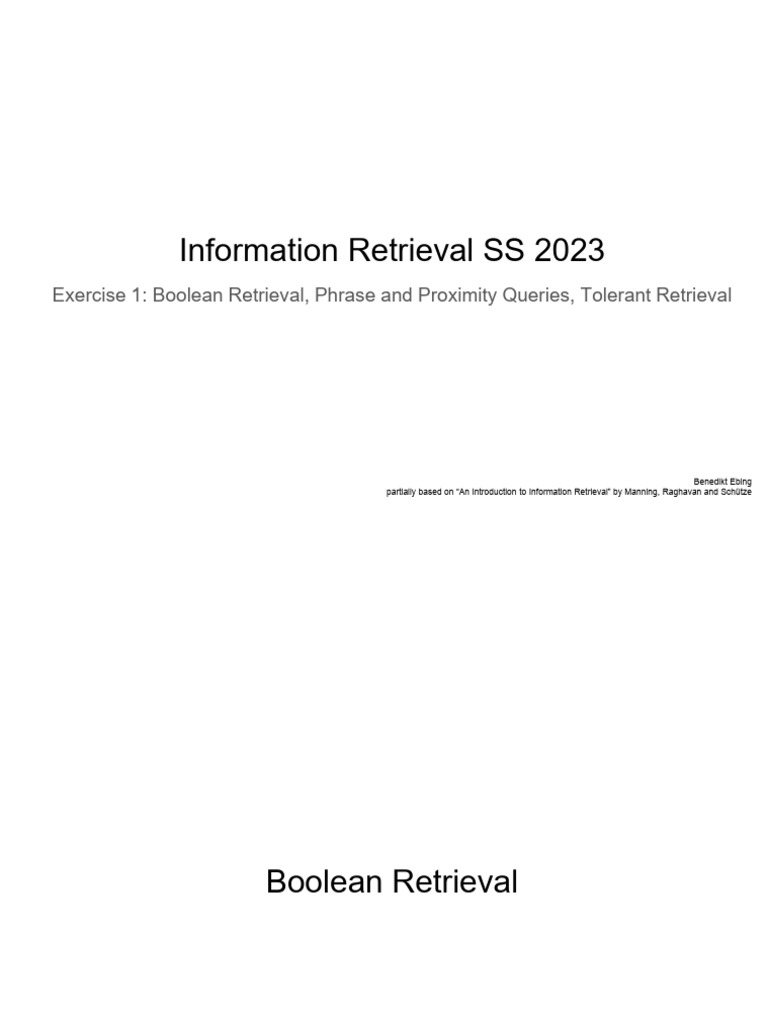 ex1-solutions | PDF | Information Retrieval | Information Science